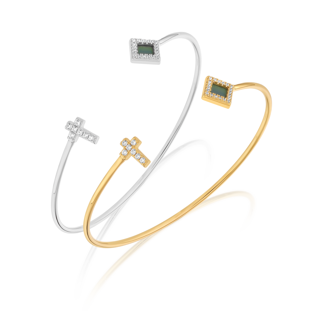 Solid Gold Cross Bangle – TANAOR Jewelry US